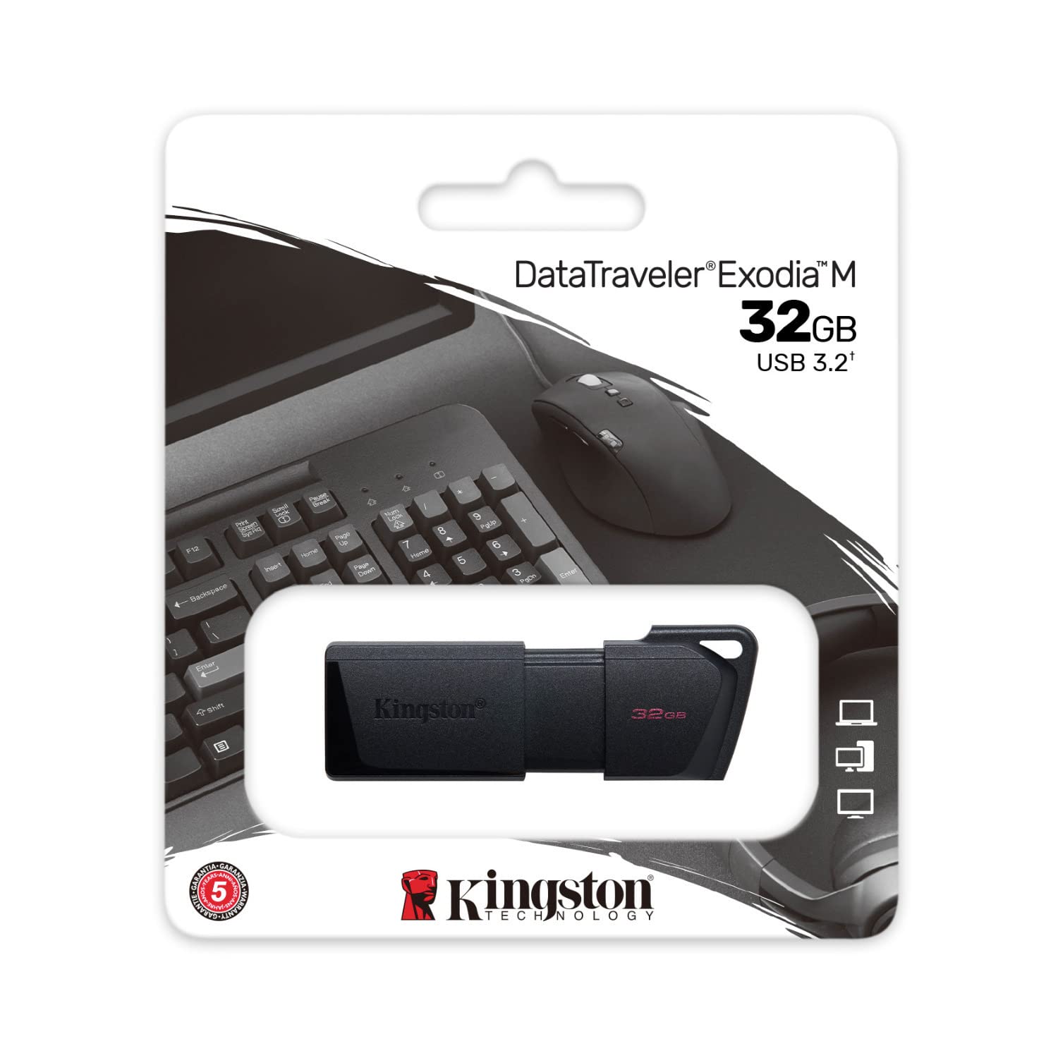 Kingston 32GB DataTraveler Exodia M USB 3.2 Flash Drive (50-Pack, Black) Bundle with USB 3.0 to USB-C Adapter (51 Items)