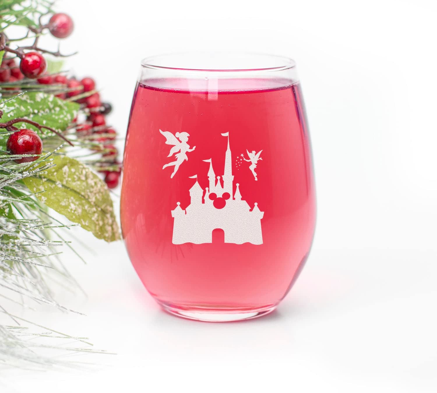Disney Castle Deep Etched Wine Glass Magic Kingdom Disneyland - Wine Glass Disney - Disney Castle - Gift Wine Glass