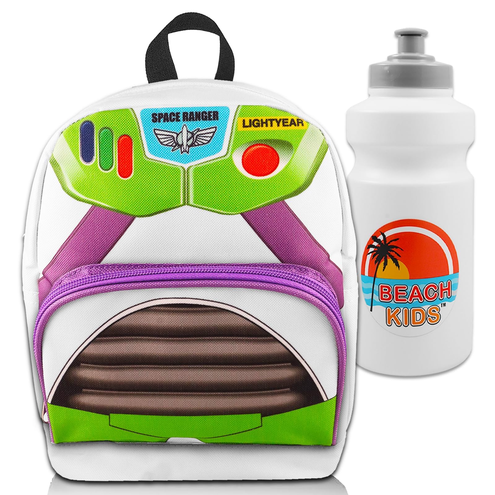 Disney Buzz Lightyear Mini Backpack Set - 10” Canvas Toy Story Backpack with Front Pocket Plus Bottle | Buzz Lightyear Backpack Bundle