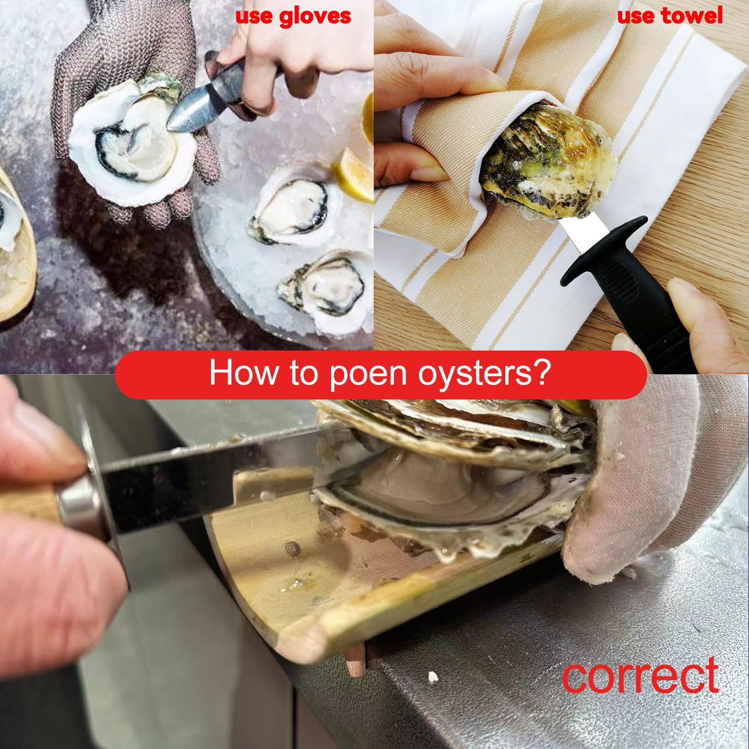 liuweihui 2024 Newest Oyster Knife Shucker Set, Oyster Opener Tool, Oyster Shucking Clamp Seafood Tools,1 oyster knife, (1#), medium size