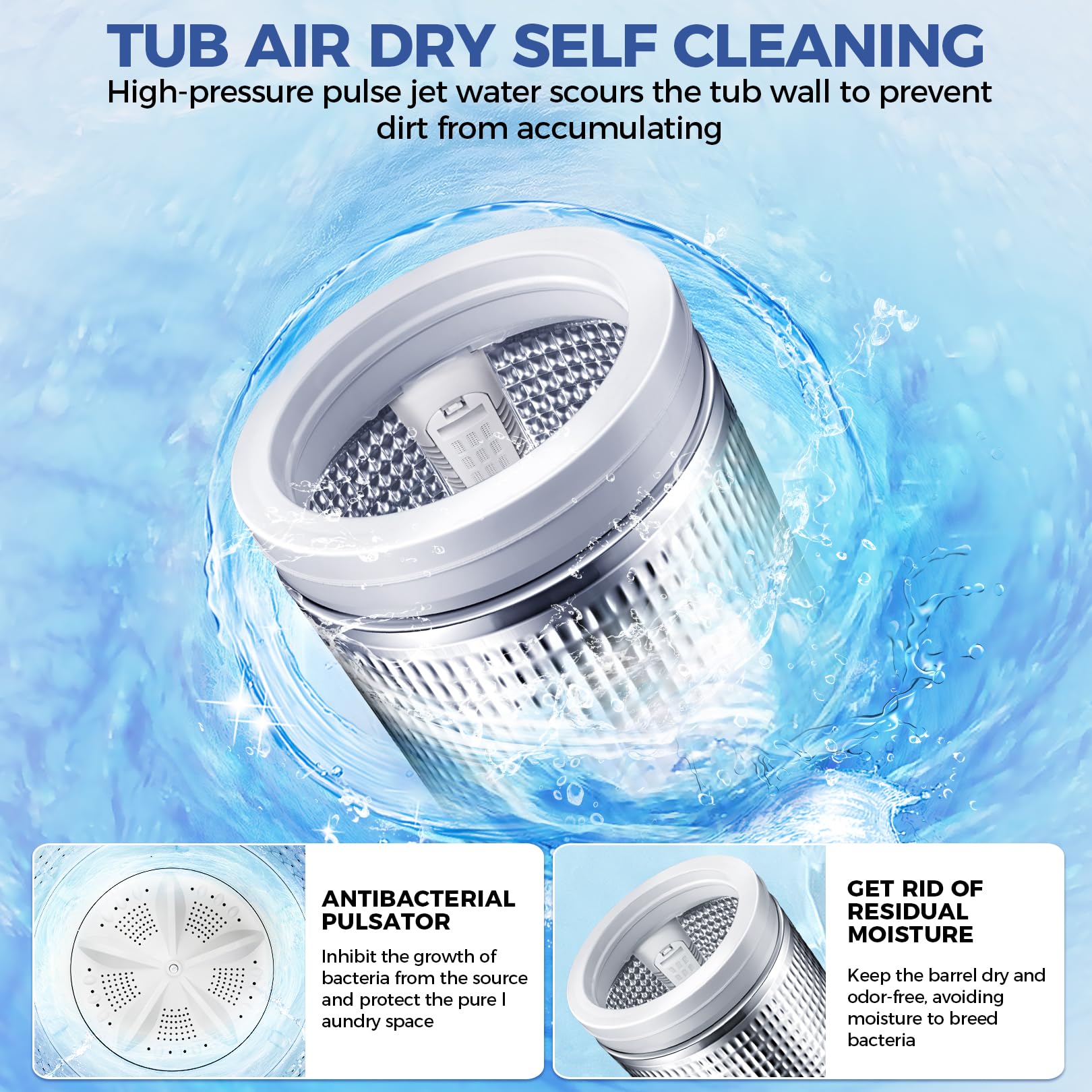 Nictemaw Portable Washing Machine, 15.6Lbs Capacity Full-Automatic Portable Washer with Drain Pump, 2.1Cu.ft Washer and Dryer Combo with LED Display, 10 Programs & 8 Water Levels for Apartment Dorms