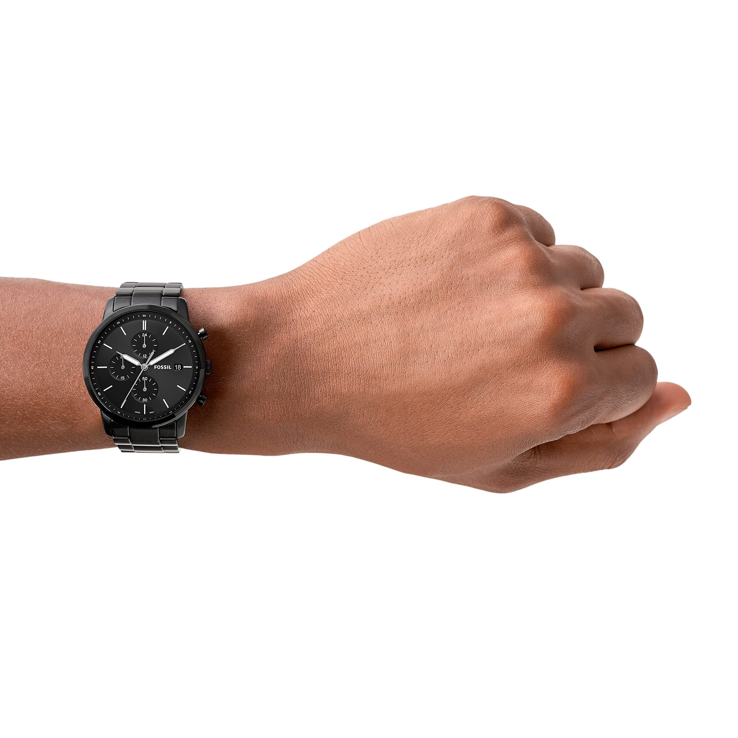 Fossil Men's Minimalist Quartz Stainless Steel Chronograph Watch, Color: Black (Model: FS5848)