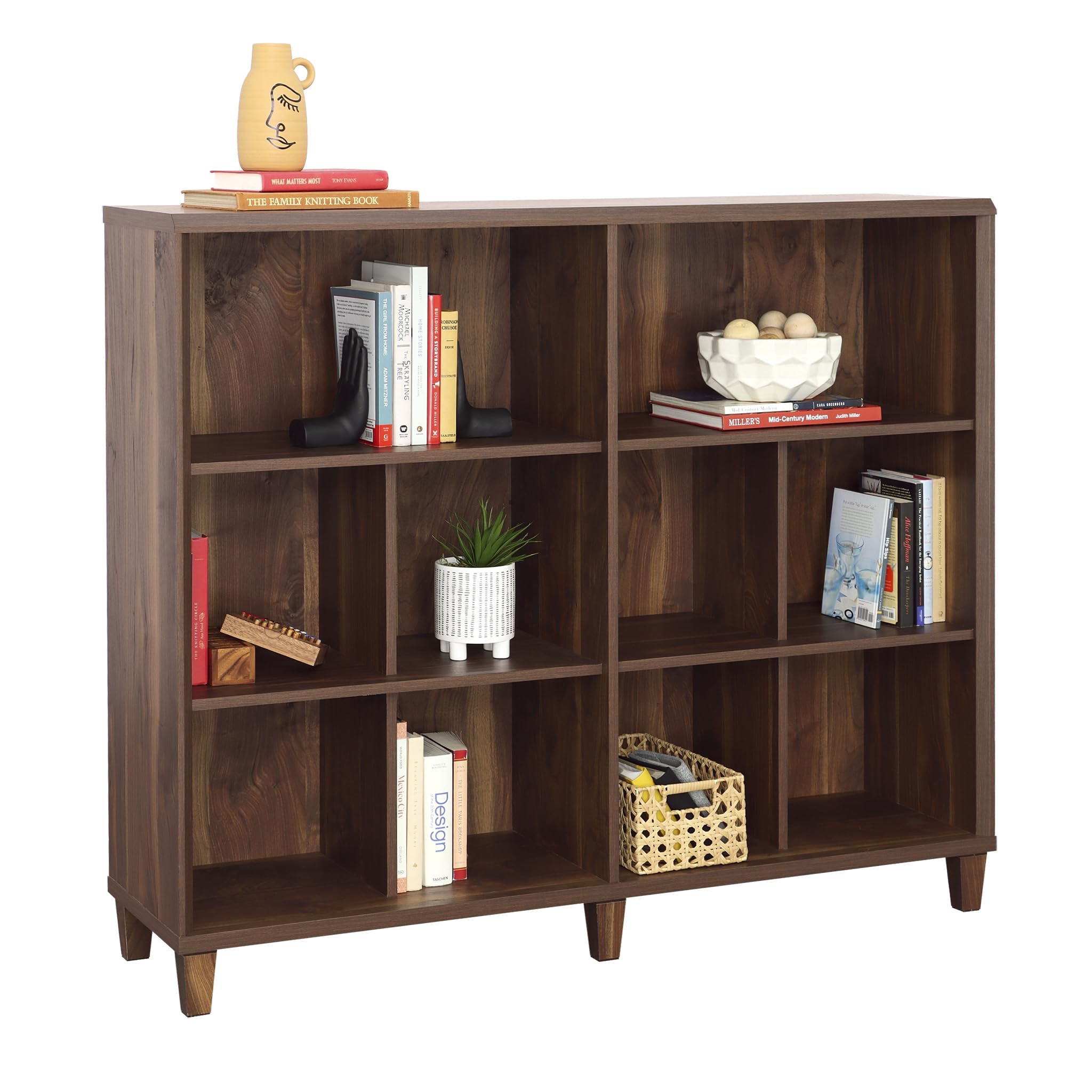 Sauder Willow Place Cubby Storage Organizer Book Shelf, Grand Walnut Finish