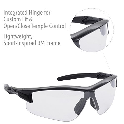 Howard Leight by Honeywell Uvex Acadia Shooting Glasses with Uvextreme Plus Anti-Fog Lens Coating, Clear Lens (R-02214)