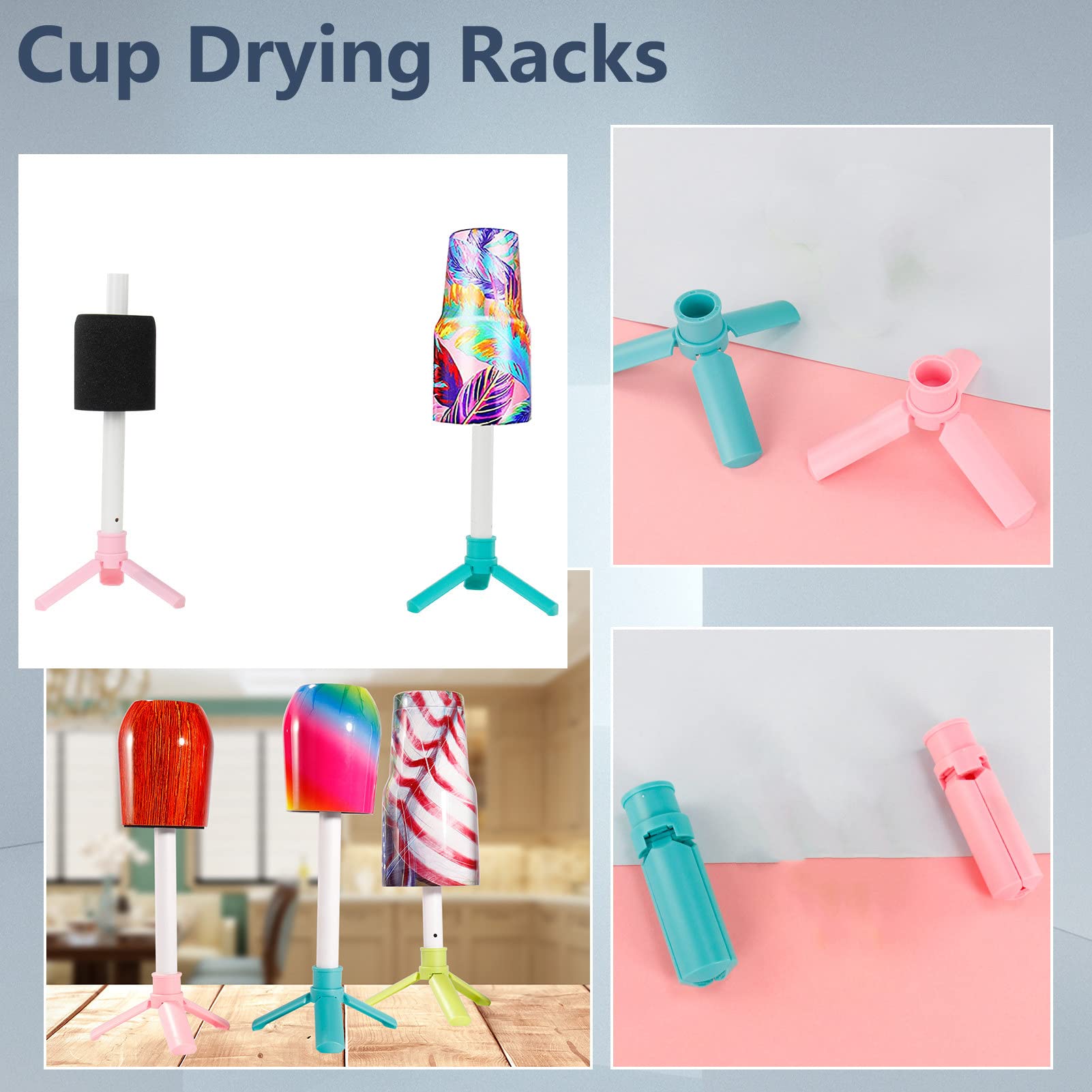 Double 2X Cup Turner for Crafts Tumblers, Double Cup Spinner Machine Kit Glitter Powder,Cup Drying Rack for Crafts Epoxy Resin Glitter Tumbler (Silver)