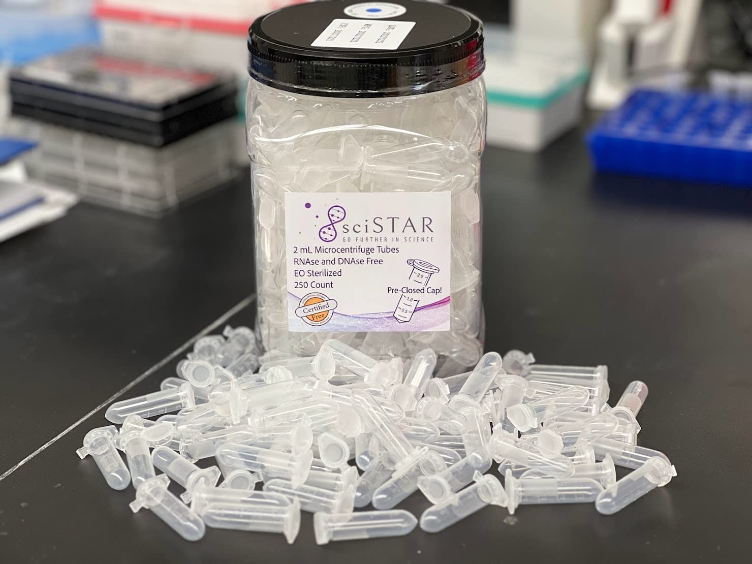 SciStar 2.0ml Microcentrifuge Tubes – sterile – pre-Closed! – with snap Cap: 2.0ml, RNase/DNase Free, Polypropylene Tubes, Container of 250