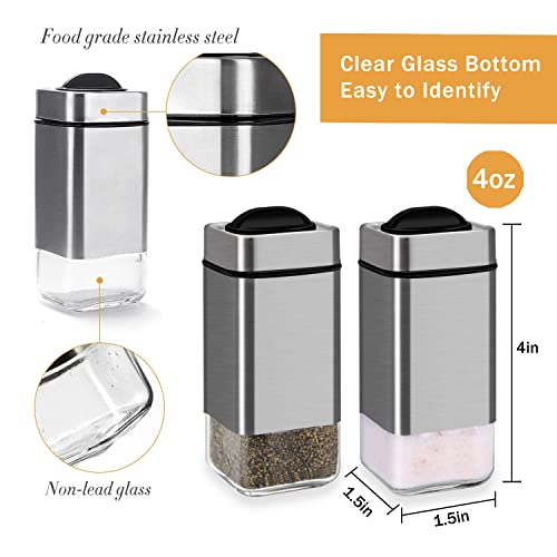 Salt and Pepper Shakers by Aelga, Salt Shaker with Adjustable Pour Holes, Glass Salt Pepper Shaker Set, Perfect for Black Pepper, Kosher and Sea Salt