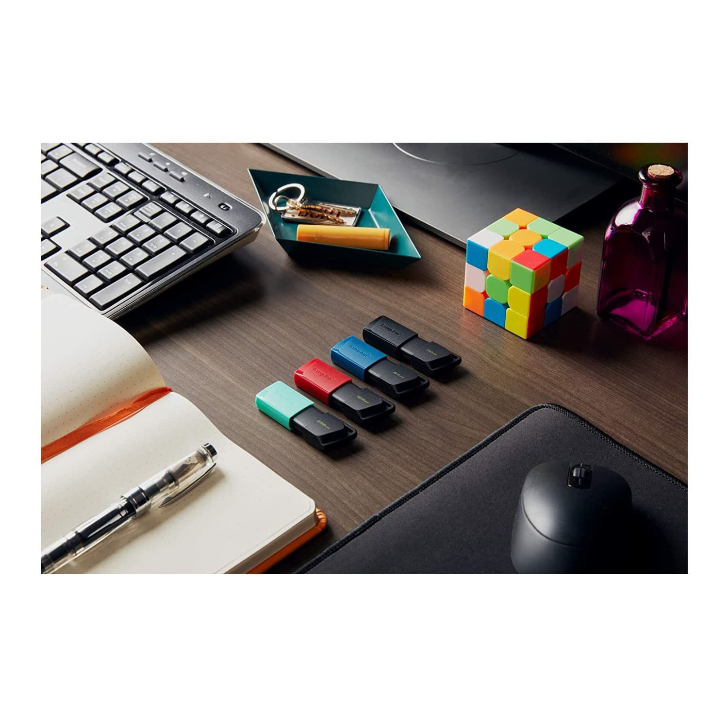 Kingston DataTraveler Exodia M 64GB USB 3.2 Flash Drive (50-Pack) Bundle with USB-C Adapter