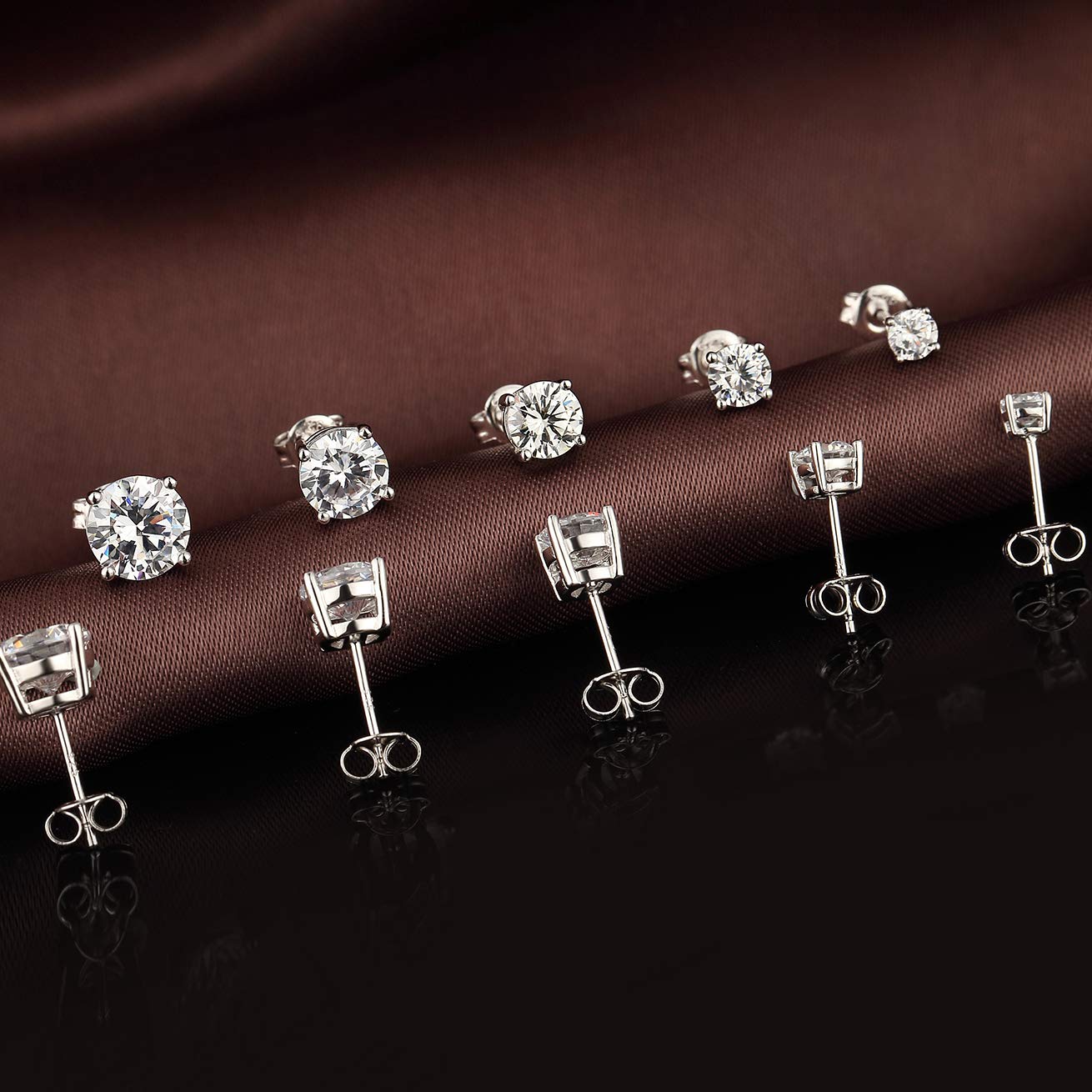 Diamond Studs Cubic Zirconia Earrings Sterling Silver Diamond Earrings ZowBinBin Cubic Zirconia Studs Silver CZ Stud Earrings for Women Diamond Stud Earrings Cubic Earrings Fake Diamond Earrings