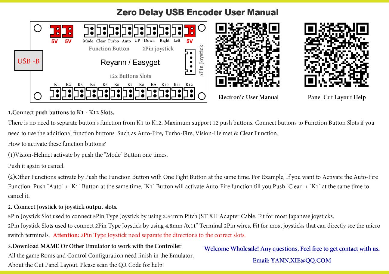 Easyget 2 Player Zero Delay Generic Game Controller USB to Joystick for MAME & Raspberry Pi 1/2/3 RetroPie DIY Projects