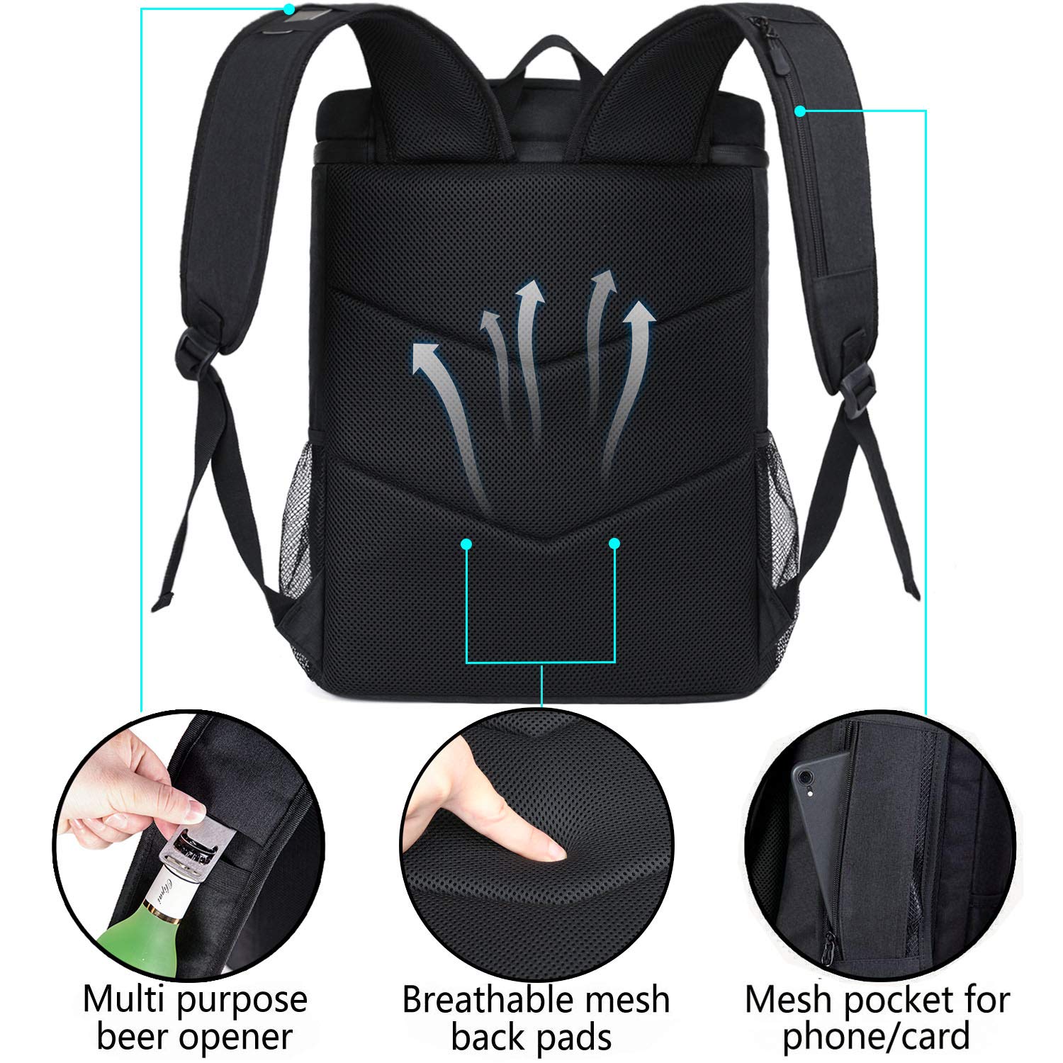 FORICH Soft Cooler Backpack Insulated Waterproof Backpack Cooler Bag Leak Proof Portable Small Cooler Backpacks to Work Lunch Travel Beach Camping Hiking Picnic Fishing Beer for Men Women