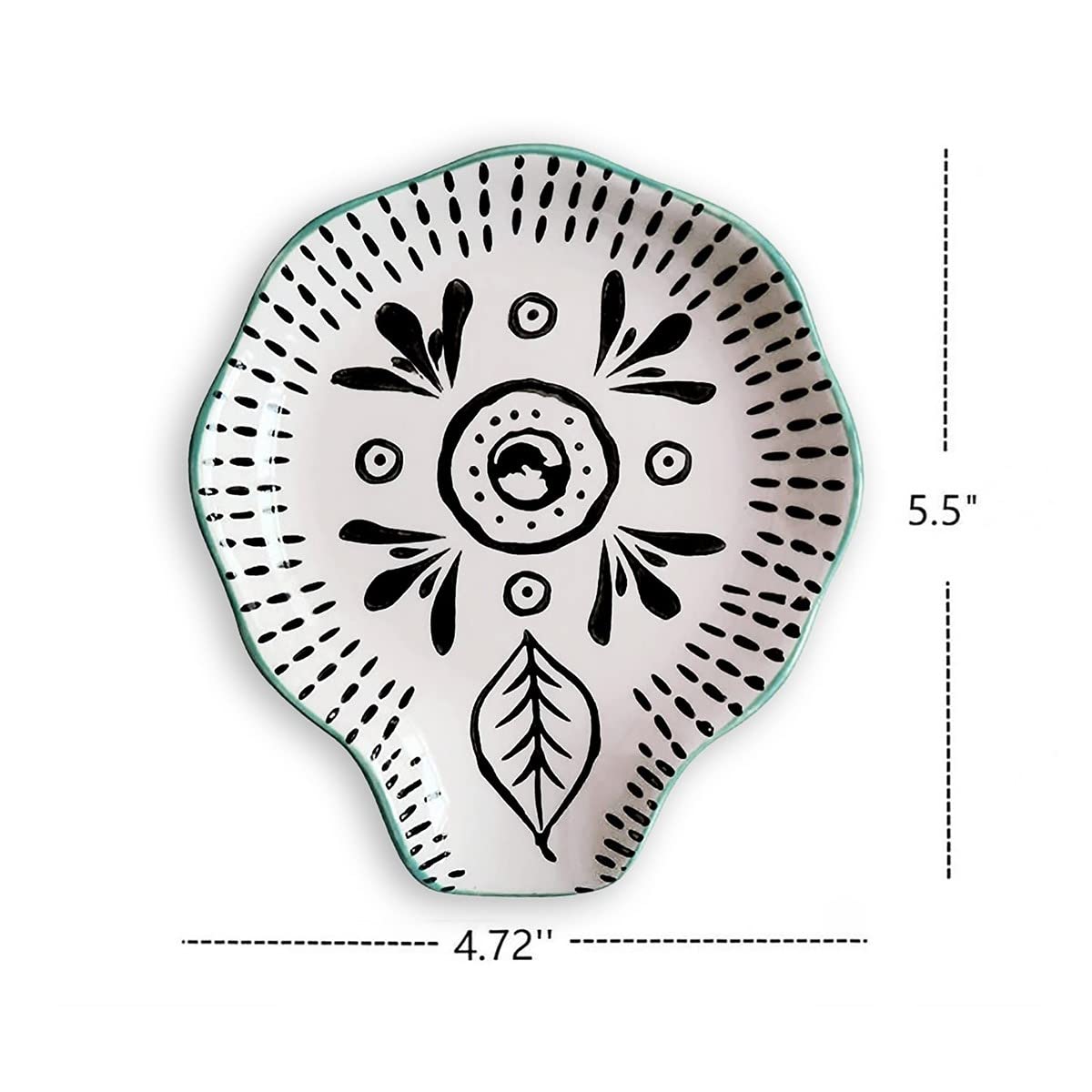 heart & home Ceramic Spoon Rest For Kitchen, Hand Stamped Spoon Holder For Stove Top, Kitchen Utensil Spoon Rest, 5.5‘’L