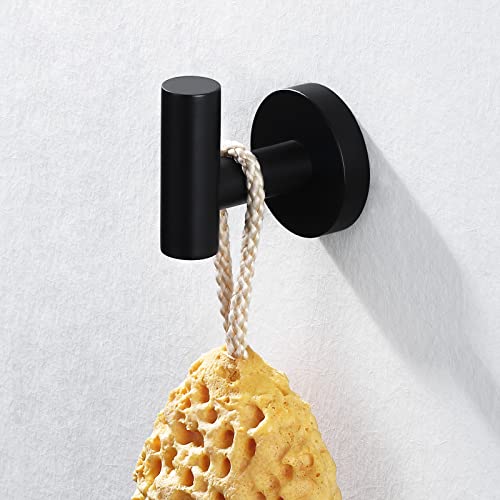 KES Bathroom Towel Hook Robe Hook Coat Hook Shower Kitchen Wall Hanging Hooks Wall Mount SUS 304 Stainless Steel Matt Black, A2164-BK