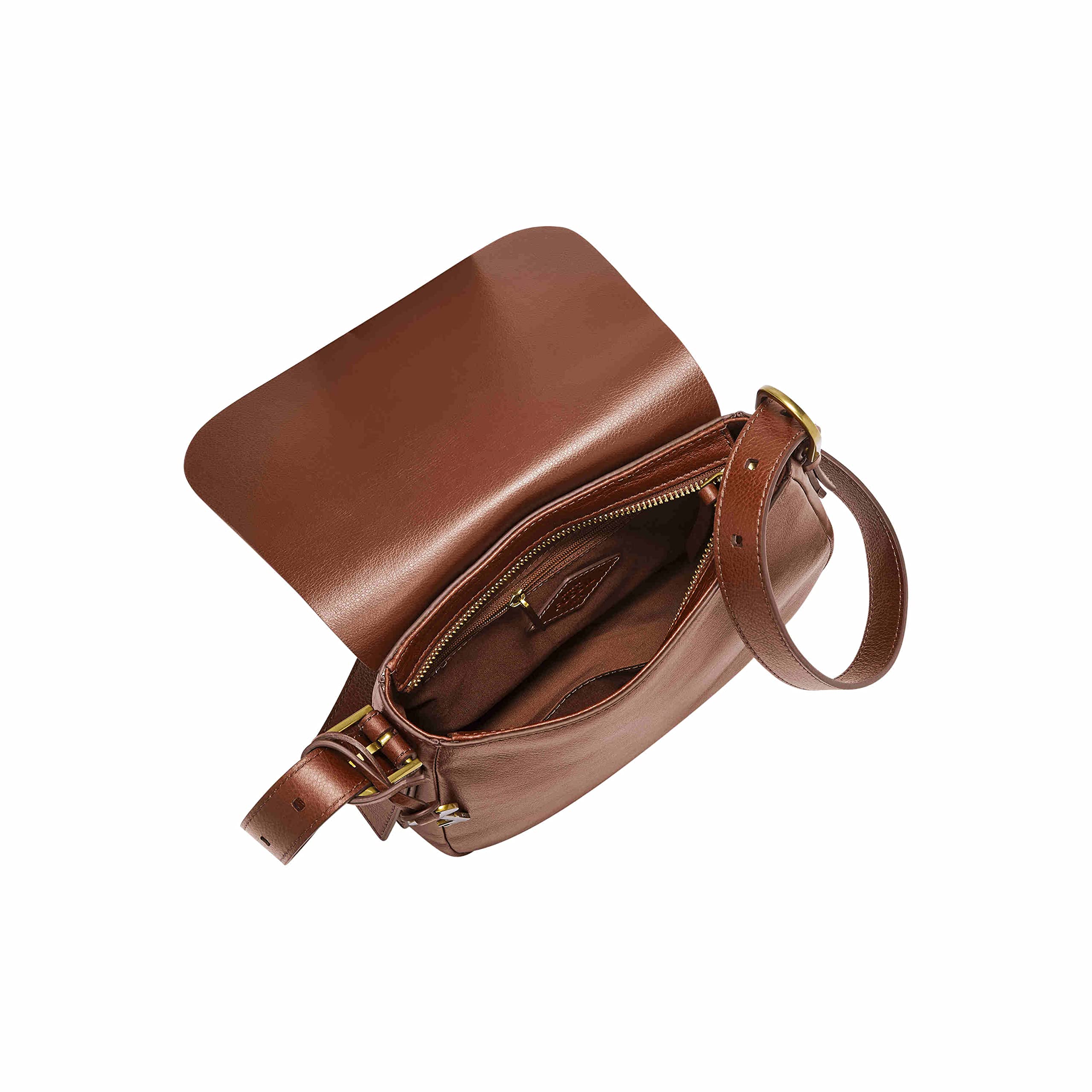 Fossil Women's Harper Eco-Leather Small Flap Crossbody Purse Handbag, Brown (Model: ZB1565200)