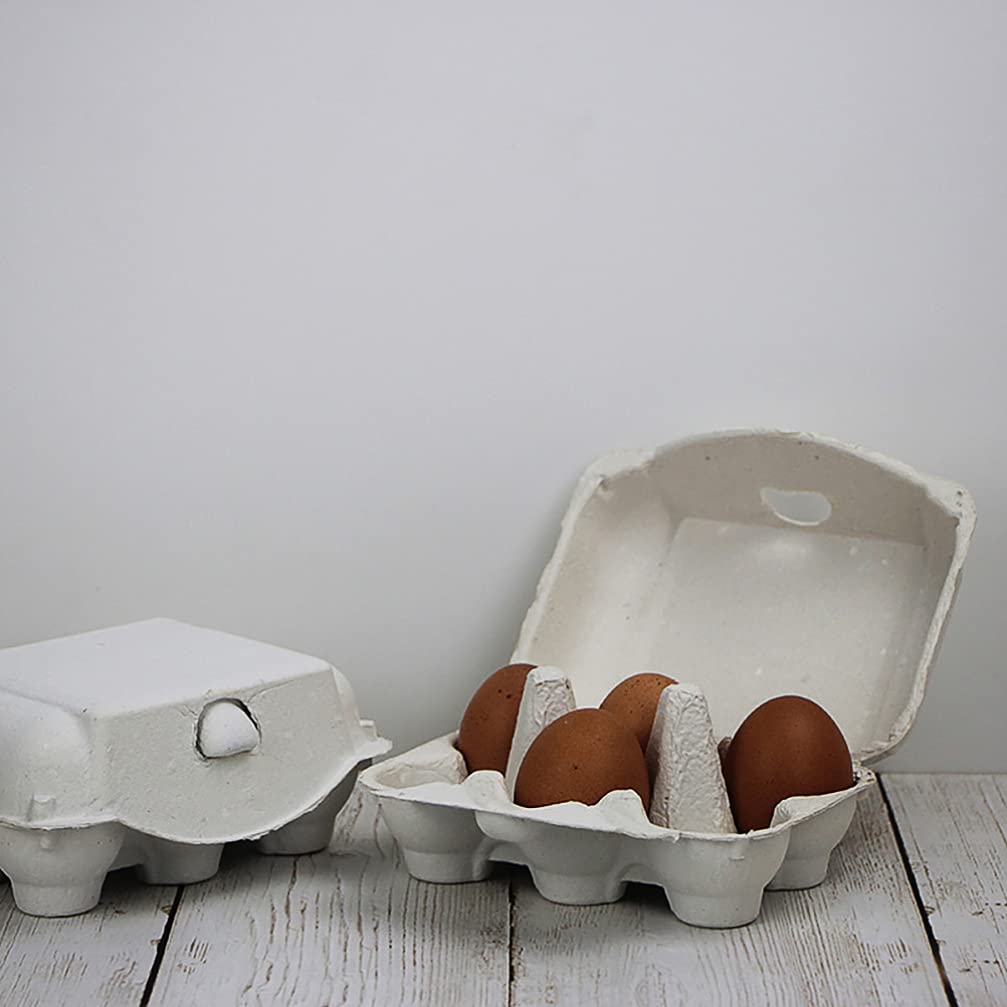 Hemoton 12 Pack Paper Egg Cartons Easter Reusable Egg Storage Natural Pulp Egg Cartons Pulp Fiber Egg Flats for Chicken Eggs Bulk Blank Egg Container Holds 6 Eggs