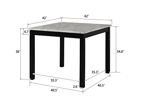 SZUBEE 4 5-Piece Counter Height Set with One Faux Marble Dining Table and Four Upholstered-Seat Chairs for Kitchen, Blue