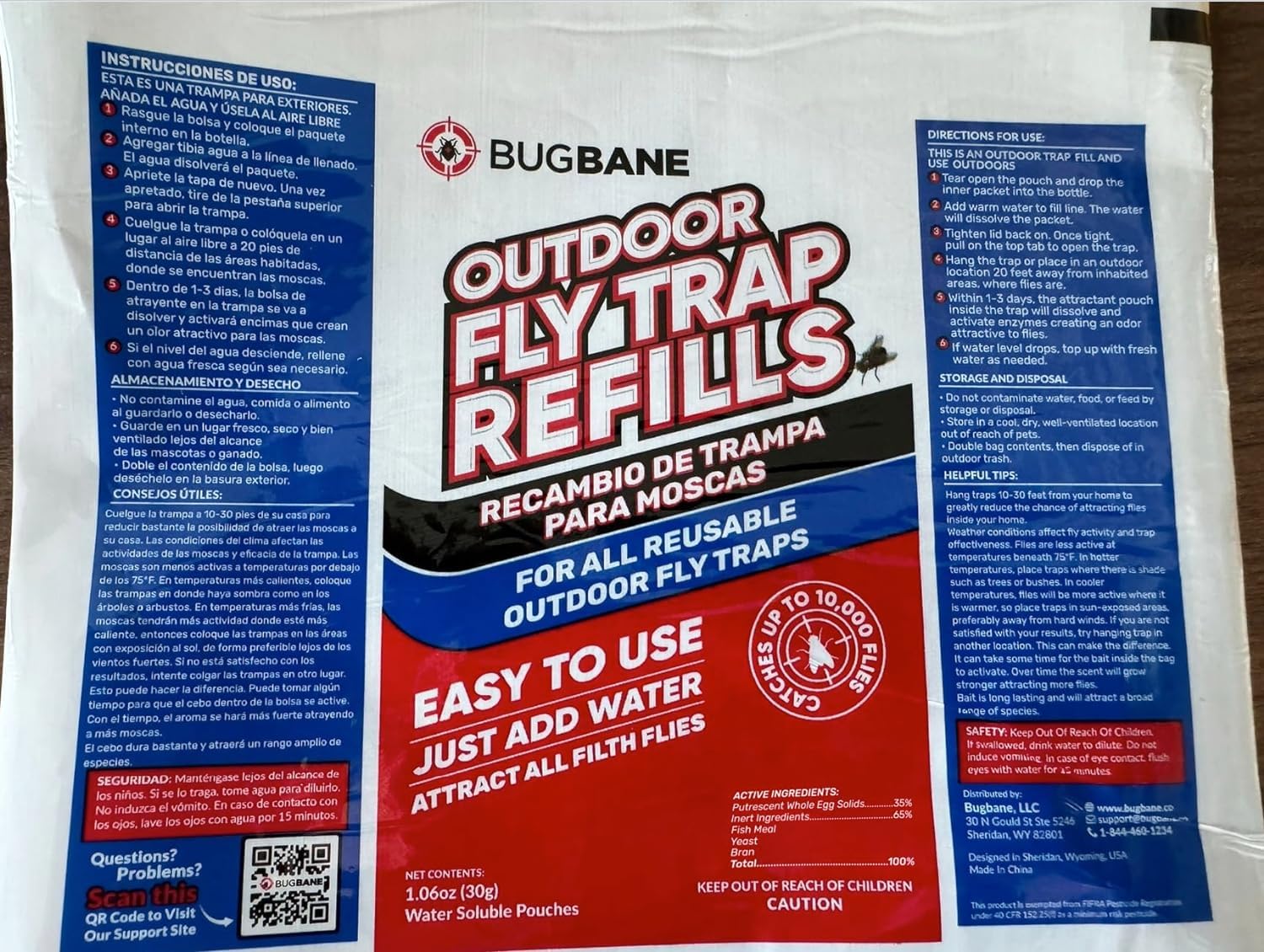 Reusable Fly Traps Outdoor Fly Traps with 2 Natural Fly Magnet Bait Refills. Flies Trap Outdoor Reusable Fly Trap Jar Fly Trap Fly Catchers Outdoor Fly Bait Fly Bags Flytraps Stable Fly Trap Bait