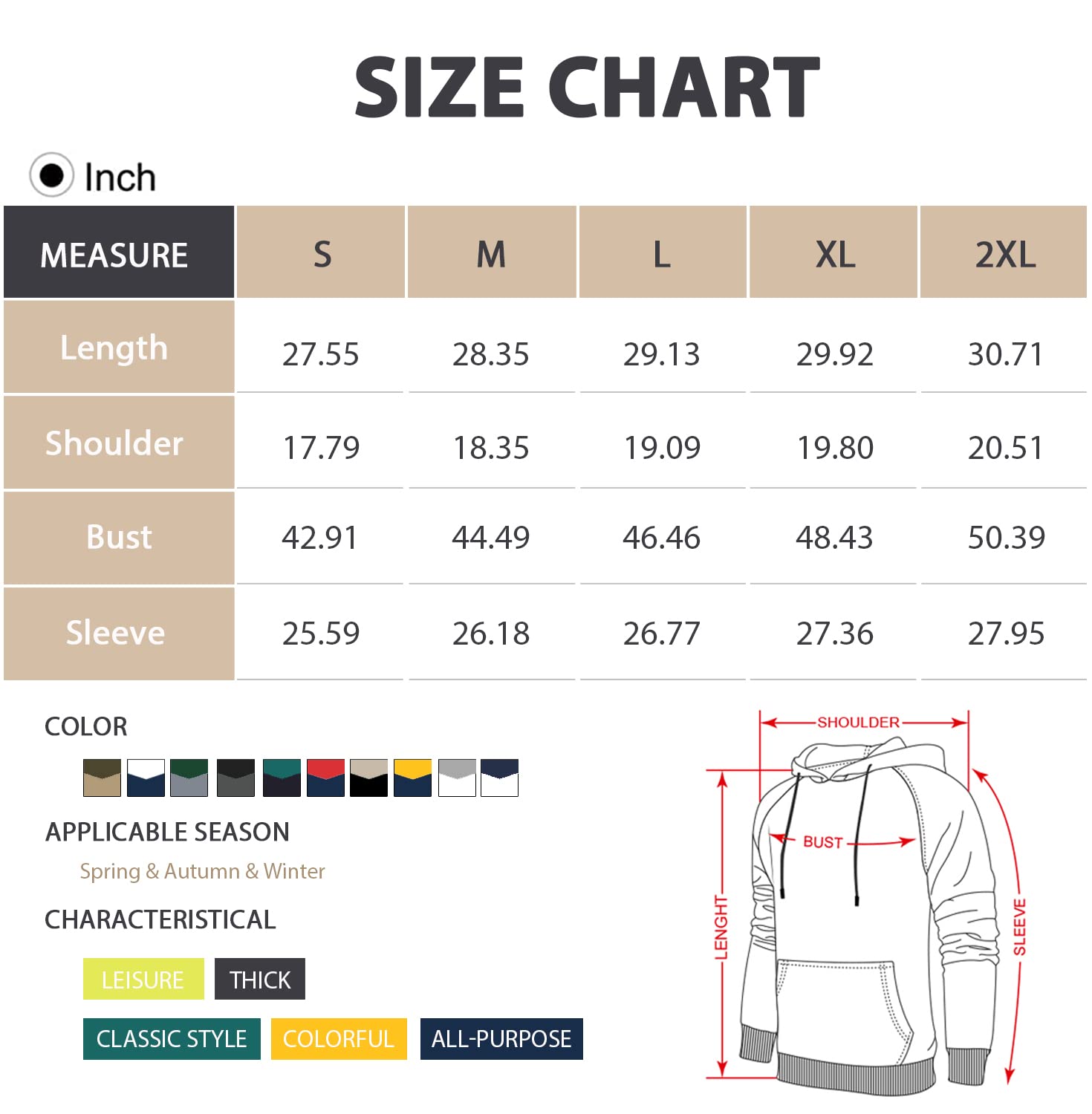 Niceif Men's Fleece Pullover Heavyweight Long Sleeve Hoodie Sweatshirt, Black Dark Grey XL
