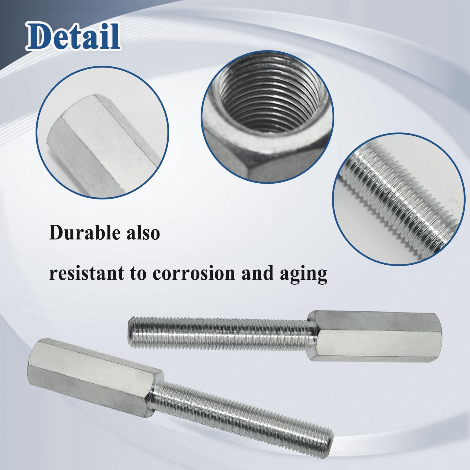 Ebrmeiwo 2 Pcs 1290 Shock Extension, Length of Shock Extension is 3", Thread Size 3/8-24 Inch, Replace The Vehicle Extension Shock, Silver Gloss