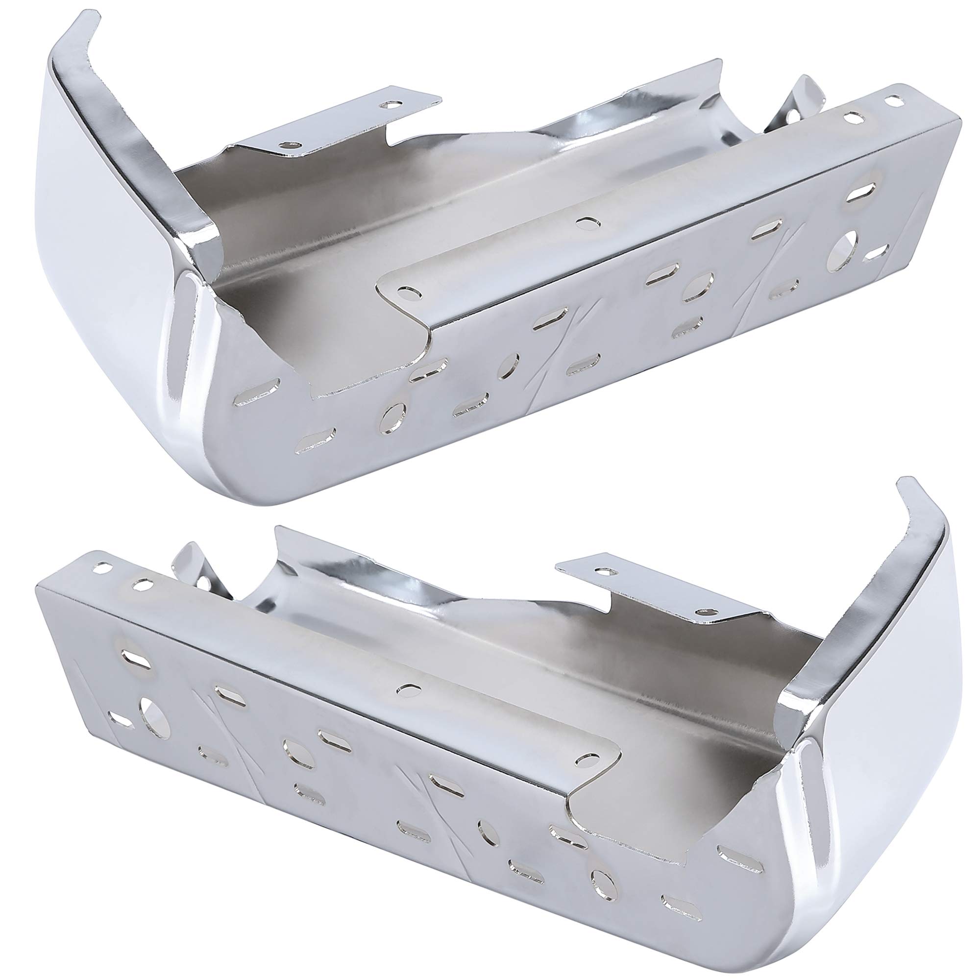 ECOTRIC Rear Bumper Ends Caps Cover Compatible with 2015-2020 Ford F150 Replacement For FO1102380 W/O Park Sensor Holes Chrome Steel Left & Right
