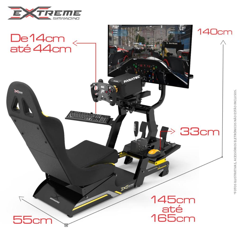 Extreme Simracing Racing Simulator Cockpit With All Accessories (Black/Yellow) - VIRTUAL EXPERIENCE V 3.0 Racing Simulator For Logitech G27, G29, G920, G923, SIMAGIC, Thrustmaster And Fanatec