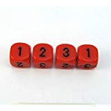 Wondertrail Orange Opaque Dice with Black Numbers D3 (D6 1-3 Twice) 16mm (5/8in) Pack of 4