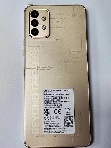 UMIDIGI A13 PRO MAX 5G Cell Phone, 17GB+256GB Android 12 Unlocked Smartphone with 6.8" Full Screen 64MP AI Triple Camera MediaTek Dimensity 900 5150mAh Battery Smartphones