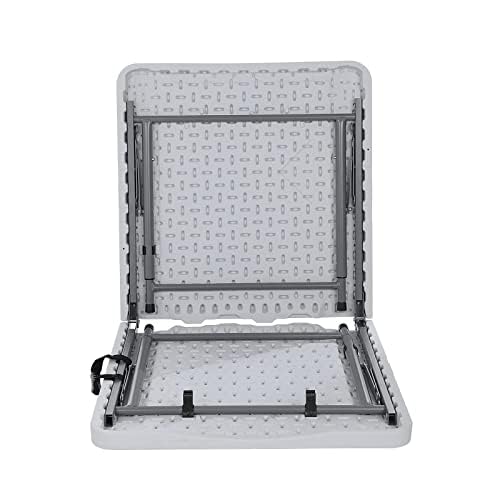 EDEBIBY 4FT 122cz Folding Table Portable Heavy Duty Plastic Fold-in-Half Utility Foldable Table white