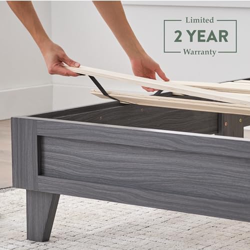 Edenbrook Delta Bed Frame, Burnt Driftwood with 10 Inch Gel Infused Memory Foam Mattress, Queen
