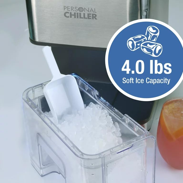 PERSONAL CHILLER Nugget Ice Maker Machine, 55lbs/24h Self-Cleaning Ice Machine, Chewable Ice Maker for Home Bar, Coffee Shop, Business