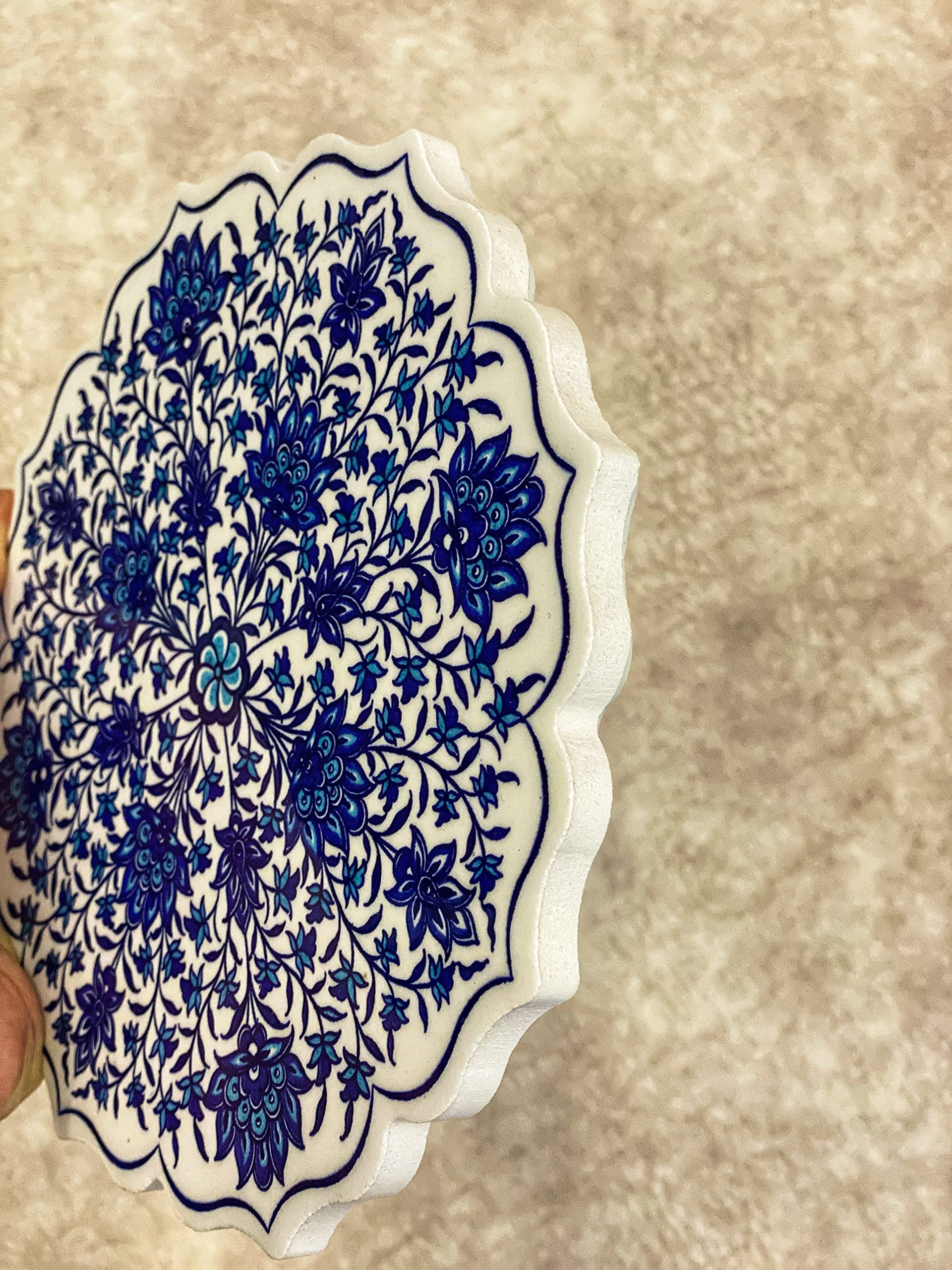 Istanbul Art Workshop 7 inches Decorative Ceramic Trivet, Tile Trivet, Turkish Trivet, Ceramic Trivets For Hot Dishes, Kitchen Trivet, Table Trivet, Hot Pad, Kitchen Decor Blue,Red,White Large