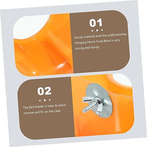 MERRYHAPY 2pcs Parrot Feeder Bird Cage Food Bowl Pet Supplies Birds Feeders Cups Plastic Stainless Steel