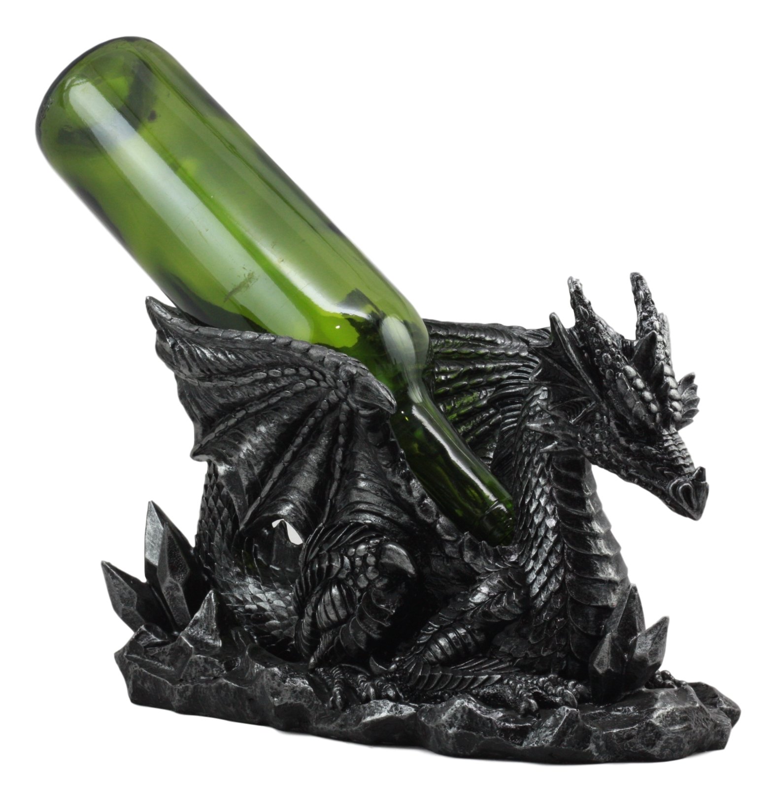 Gothic Faux Stone Old Wise Dragon Blood Centurion Wine Bottle Holder Figurine
