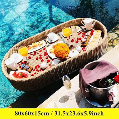 Floating Tray Floating Pool Tray Handmade Carefully Woven Luxury Serving Basket Table Swimming Pool Floats For Sandbars, Spas, Bath, And Parties