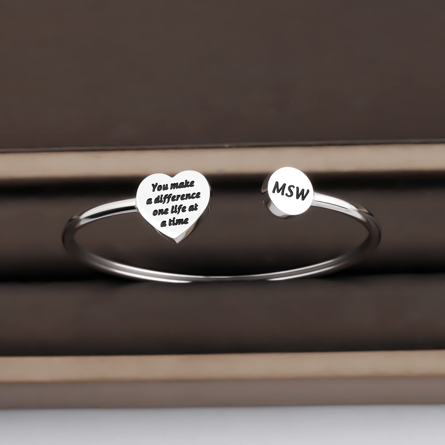 ENSIANTH MSW Gift Social Worker Bracelet You Make A Difference Appreciation Gift for Social Worker, Volunteer (MSW Cuff)