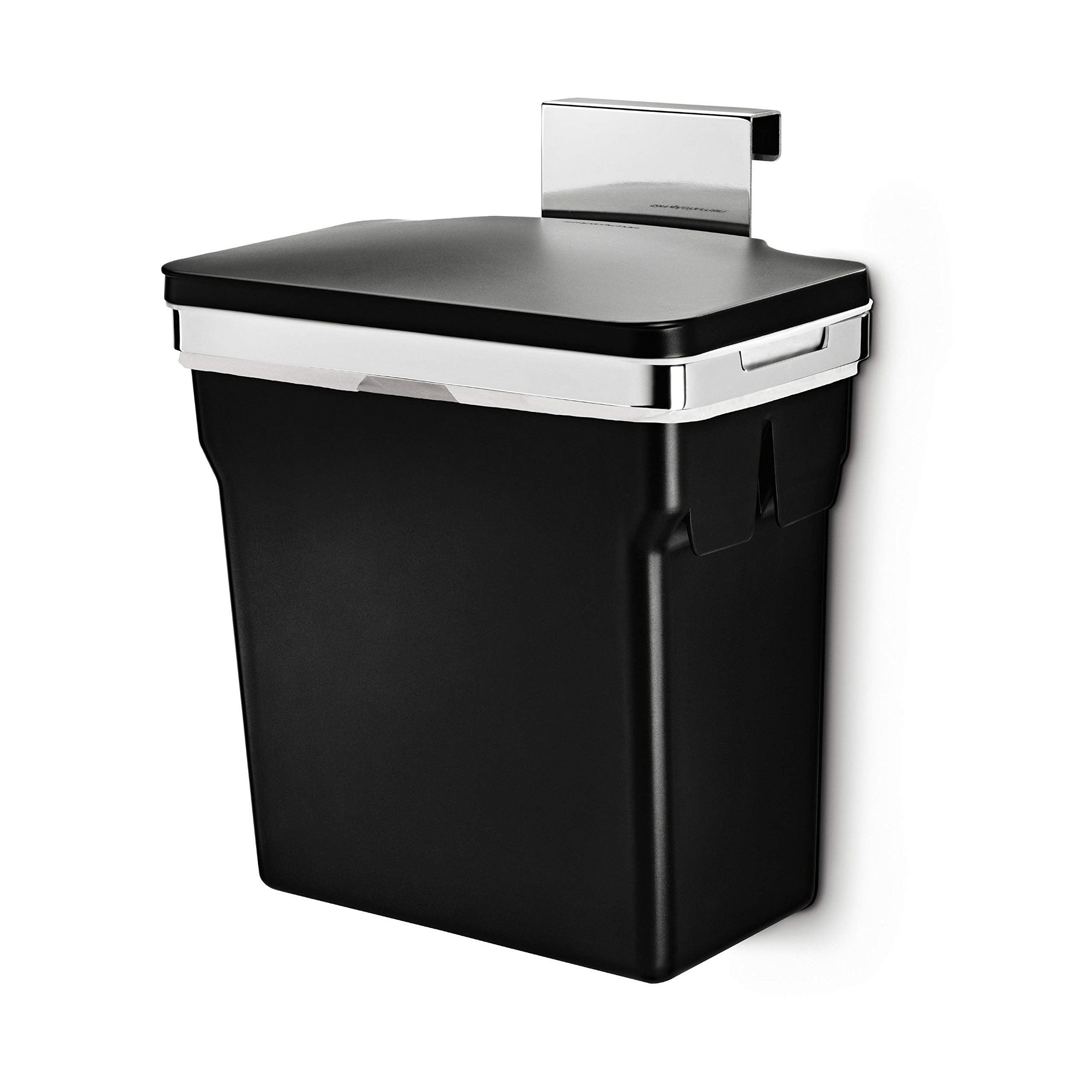 simplehuman 35 Liter / 9.3 Gallon Dual Compartment Under Counter Kitchen Cabinet Pull-Out Recycling Bin and Trash Can & 10 Liter / 2.6 Gallon in-Cabinet Trash Can Heavy-Duty Steel Frame, Black