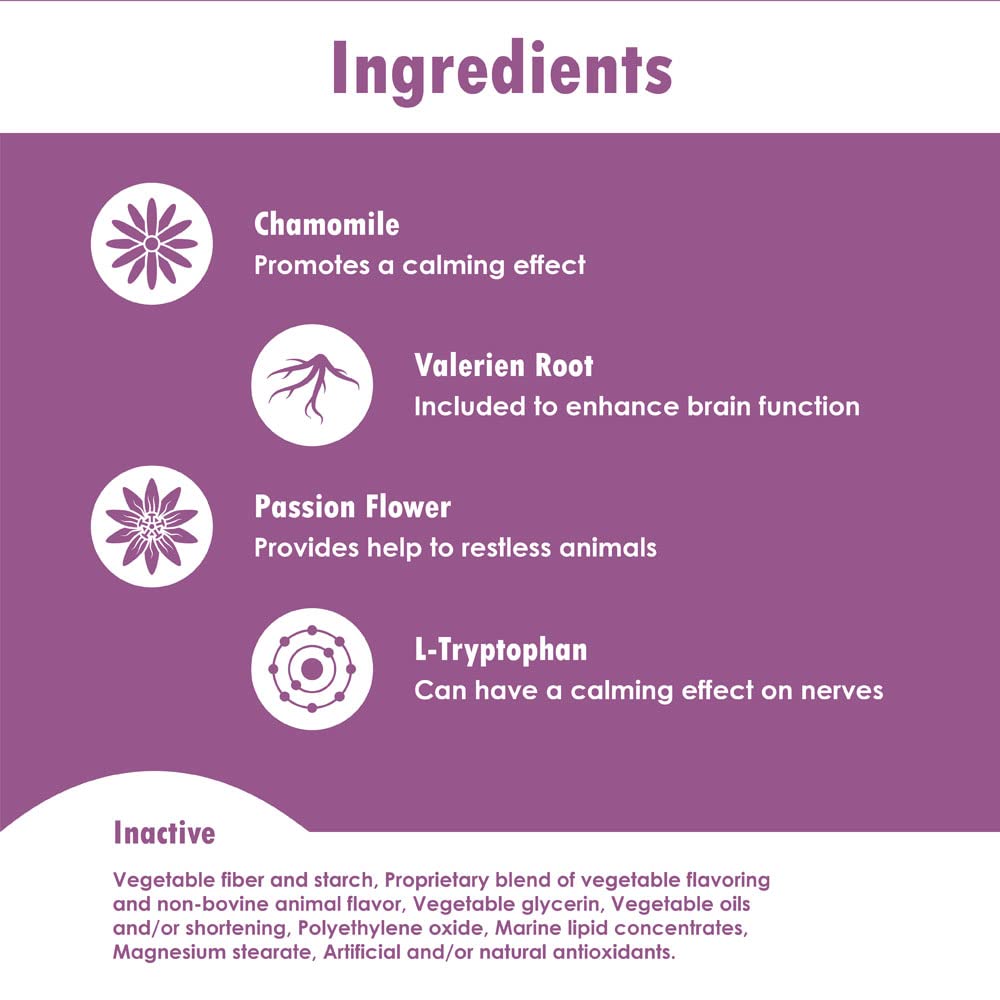 TranQuil-Chews for Dogs - Contains Chamomile, L-Tryptophan, and Melatonin - Relieves Stress and Tension - Ease Travel and Separation Anxiety - 180 Soft Chews