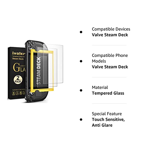 ivoler [2 Pack Screen Protector Matte Tempered Glass for Steam Deck 7 inch 2022, Matte Anti Glare Screen Protector with [Alignment Frame] Anti-Scratch Full Coverage Guard for Valve Steam Deck