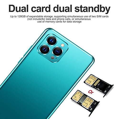 Unlocked Android Smartphone, 6.26in HD Screen Cell Phone, 2MP+2MP Camera 1GB RAM + 8GB ROM Smartphone, Dual Card Dual Standby, Face Recognition, with WiFi+BT+FM+GPS(Green)