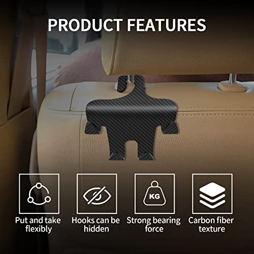 Nicyop 1Pcs Car Seat Headrest Hook,Hanger Storage Organizer,Carbon Fiber Car Hooks for Purses and Bags,Universal Auto Interior Accessories(Black)