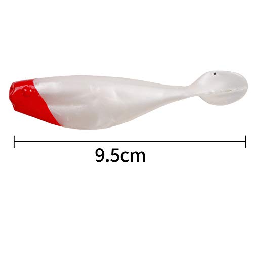 Fake Fishing Baits, 10Pcs 9.5cm Fish-Shaped Fake Lure Bionic Soft Bait Trolling Fishing Tackle Tools - Red White