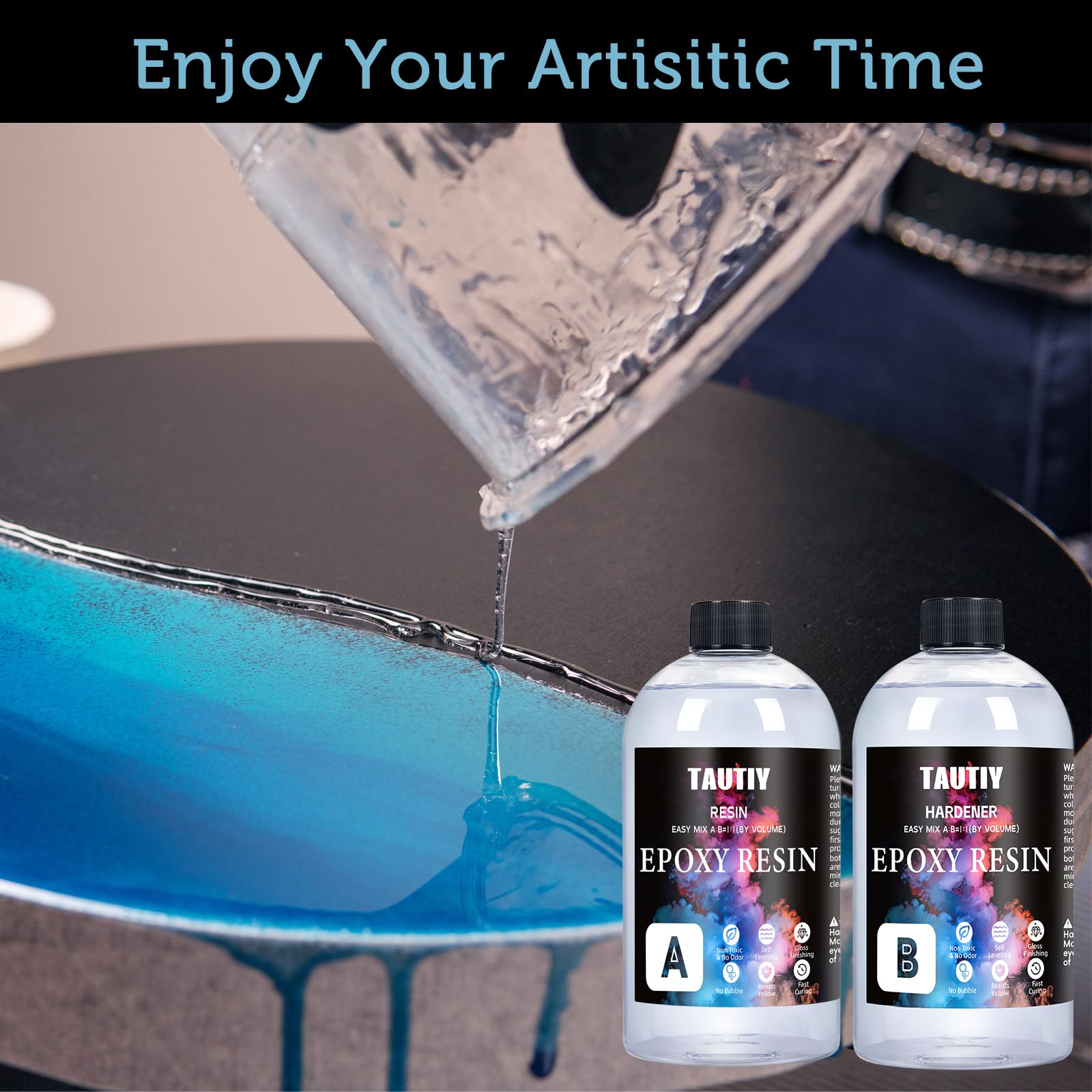 Epoxy Resin-21OZ Resin Kit, Epoxy Resin Crystal Clear Starter Kit for Beginners- No Bubble Easy Mix 1:1 for DIY Jewelry Making of The Art Resin & Epoxy Resin…