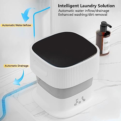 DIGBYS Mini Portable Washer, Portable Folding Washing Machine 9L with Spin Dry,Automatic Water in and Out, Washer Machine for Apartment for Small Rooms,Camping,RV Travel