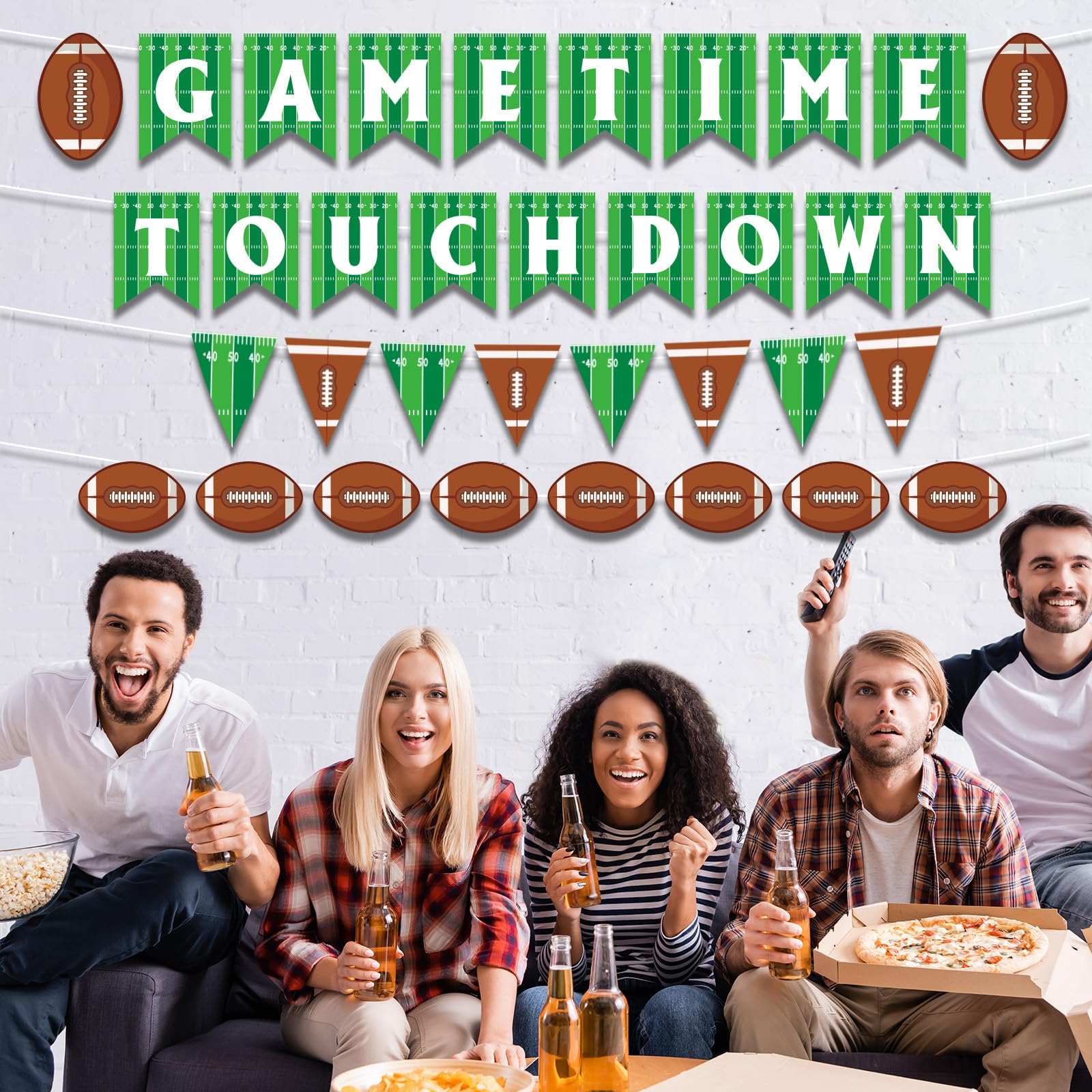 Football Hanging Swirl Banner Decorations Supplies Include Game Time Touch Down Banner Pennant Banner Hanging Spirals for Sport Tailgate Game Day Birthday Party