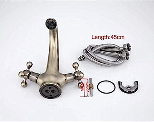 ItoNc Kitchen Taps Kitchen Tap Kitchen Tap Retro Style Antique Bathroom Faucet Bronze Brushed Sink Hot and Cold Water Tap Bath Basin Sink Mixer Double Handle,Kitchen faucets