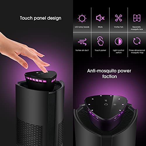 JCKEL Fly Traps Outdoor, Fly Killer Indoor with Powerful Suction Fan and Screen Touch Button for Mosquitoes, Flies, Moths, Effective Mosquito Trap for Indoor and Outdoor(Black)