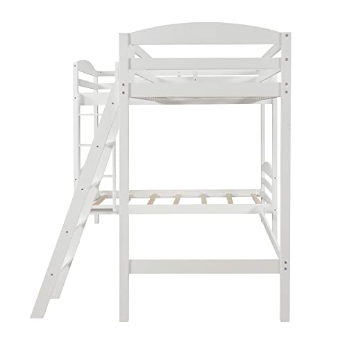 L-Shaped Triple Bunk Bed, Twin Over Twin Corne Bunk Bed Attached a Twin Loft Bed,Triple Bunk for Kids,3 Bed Bunk Beds with Guardrails and Angle Ladder for Boys Girls Teens