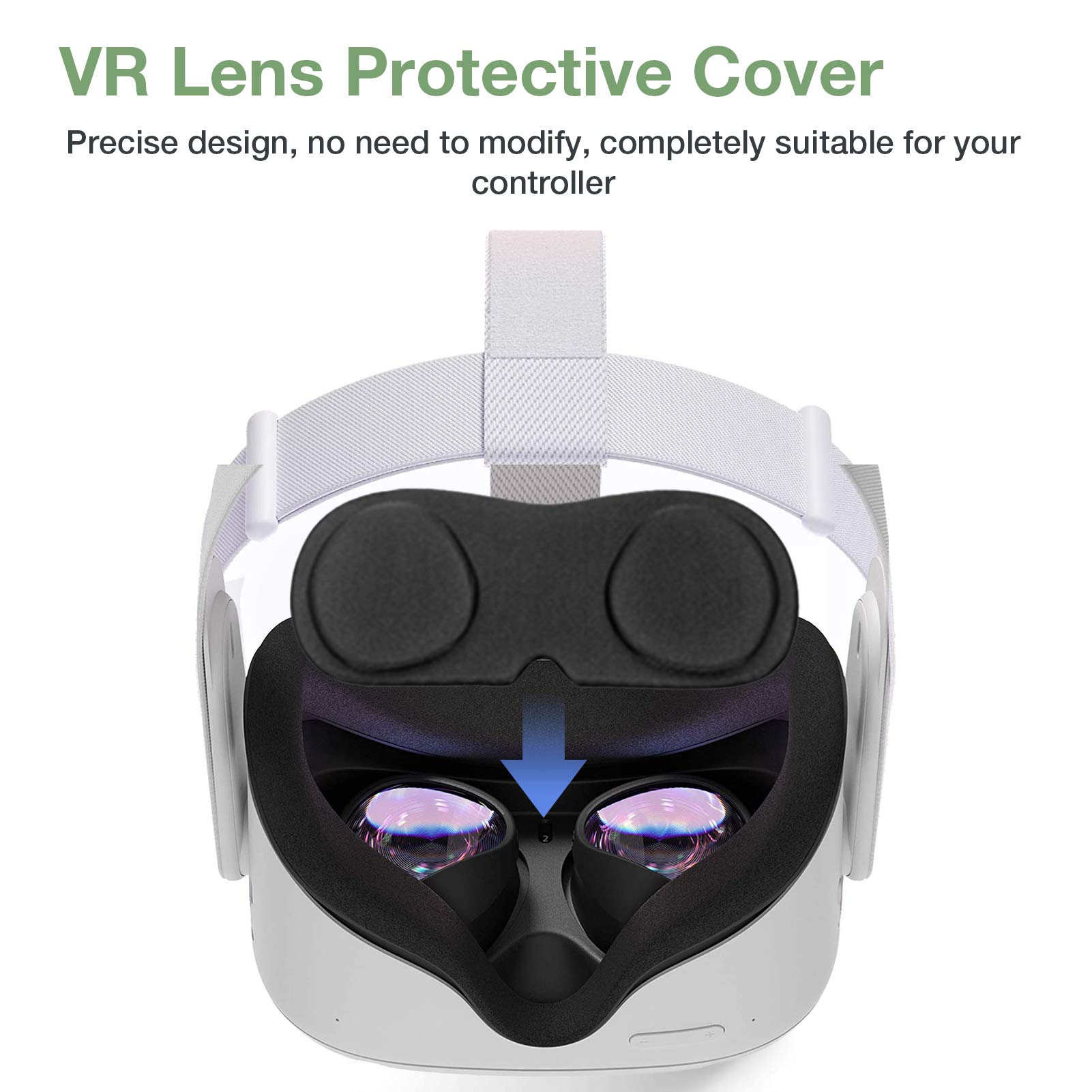 Elie&Eason Quest Vr Cover Set,Cover Set for Oculus Quest 2,Touch Controller Grip Cover,Quest Lens Cover,Lens Protect Cover for Oculus Quest 2,Anti-Throw Sweatproof Handle Protective Sleeve