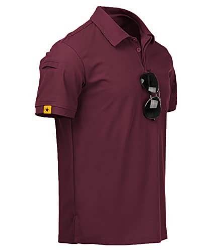 V VALANCH Wine Red Polo Shirts for Men Short Sleeve Summer Collared Golf Polo Athletic Shirts