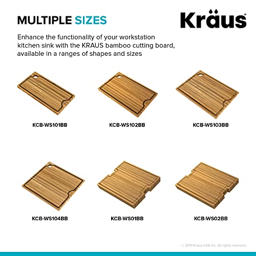 KRAUS Kore Solid Bamboo Cutting Board for Workstation Kitchen Sink (16 3/4 in. x 12 in.), KCB-WS103BB